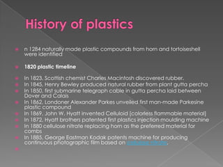 Chemistry of plastics, rubber and resins | PPTX
