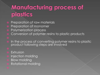 Chemistry of plastics, rubber and resins | PPTX