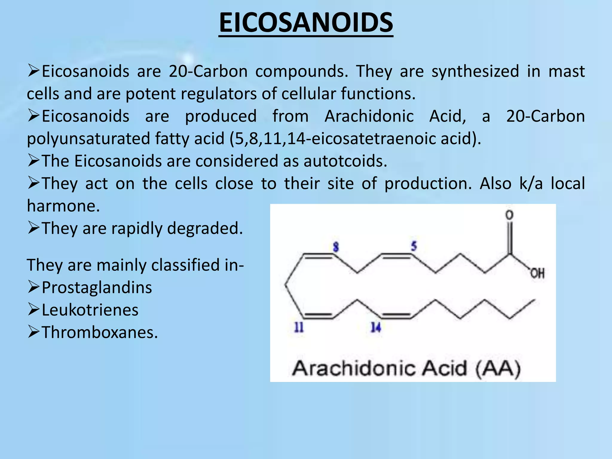 Chemistry of Prostaglandins, leukotrienes and thromboxanes(Advance ...