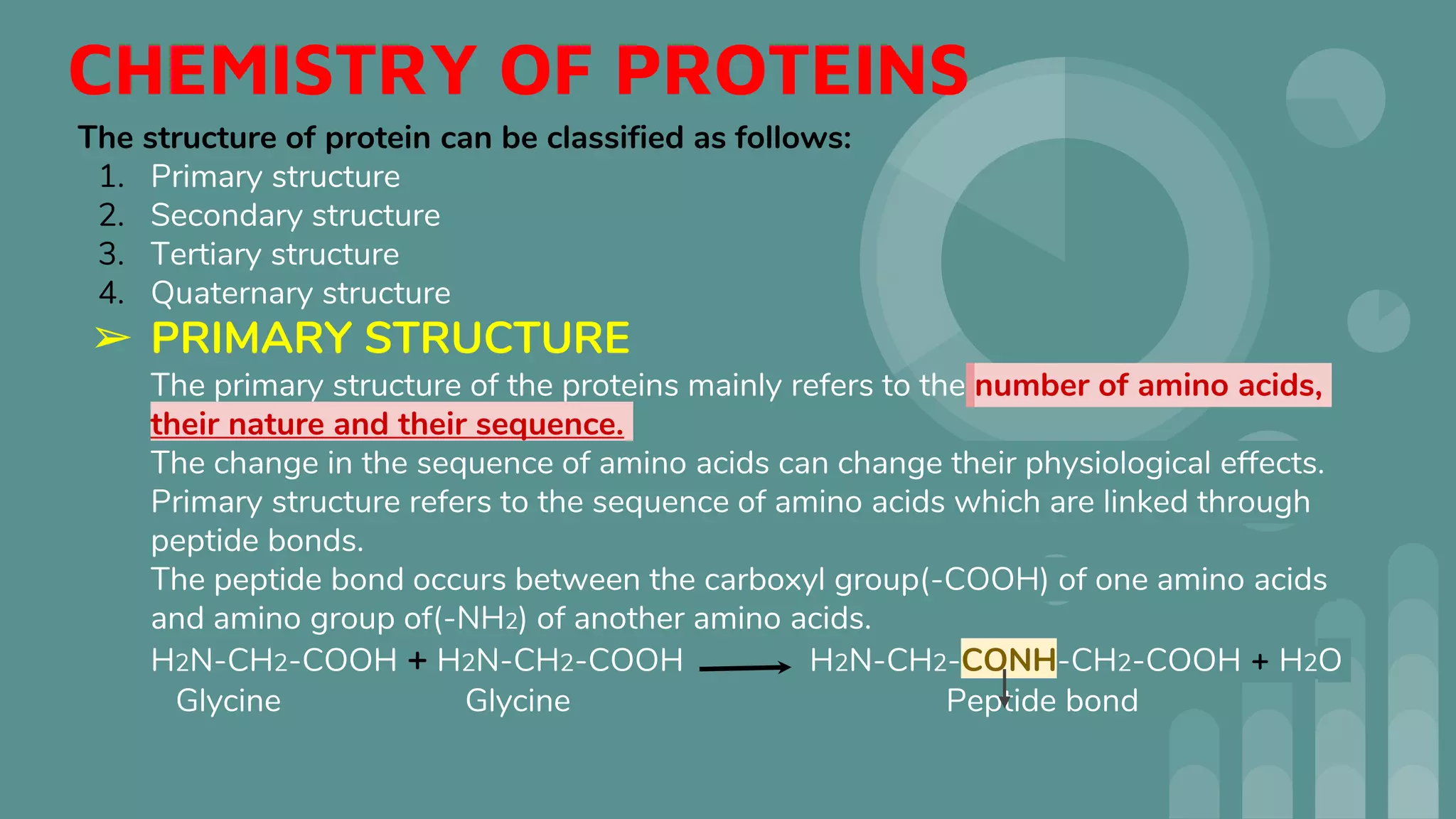 Chemistry of proteins, primary structure, secondary structure,alpha ...