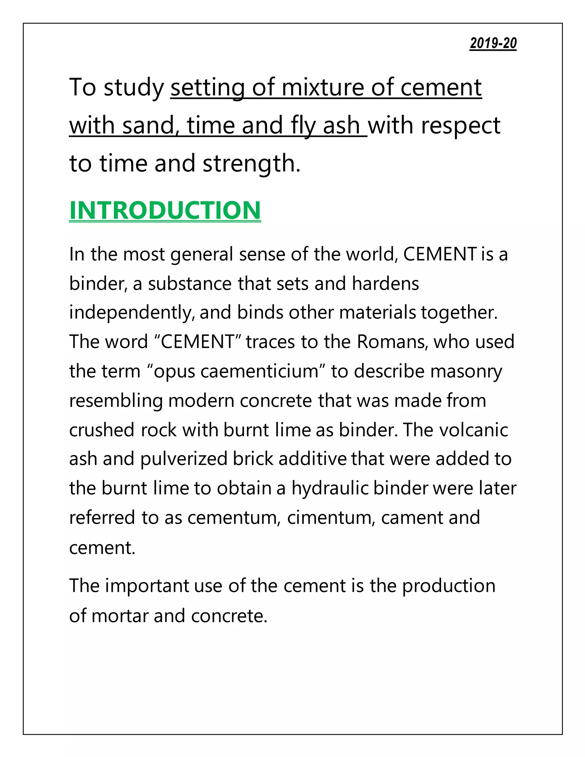 Chemistry of setting of cement | DOCX