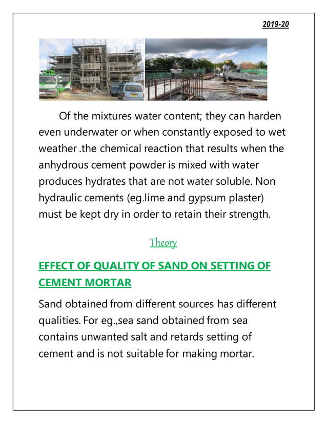Chemistry of setting of cement | DOCX