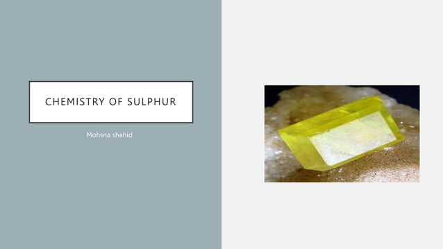 Chemistry of sulphur.pptx | Chemistry | Science