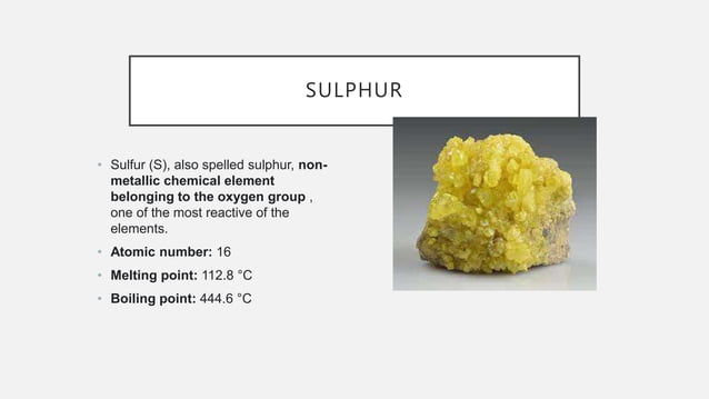 Chemistry of sulphur.pptx | Chemistry | Science