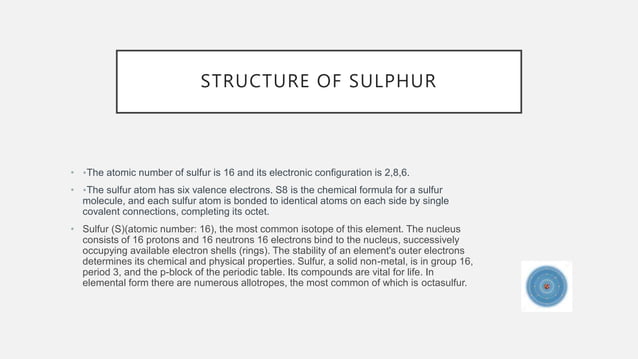 Chemistry of sulphur.pptx | Chemistry | Science