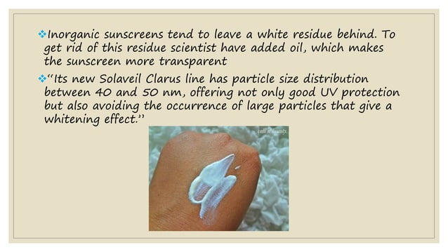 Chemistry of sunscreen | PPTX | Skin and Dermatology | Diseases and ...