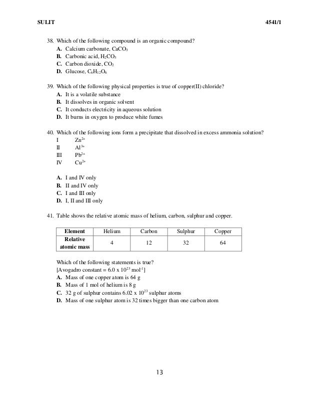 Chemistry paper 1