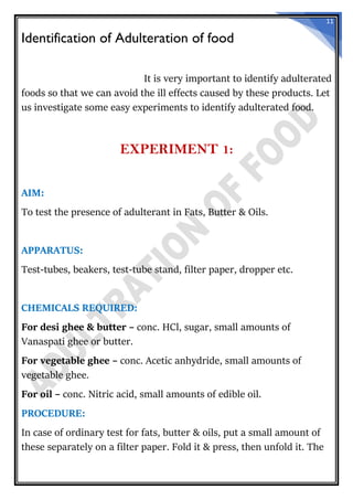 "Adulteration of food" -Chemistry investigatory poject (class 12) | PDF