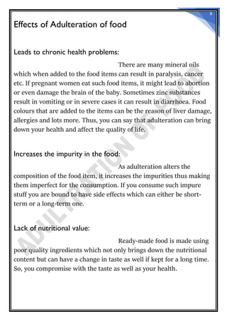 "Adulteration of food" -Chemistry investigatory poject (class 12) | PDF