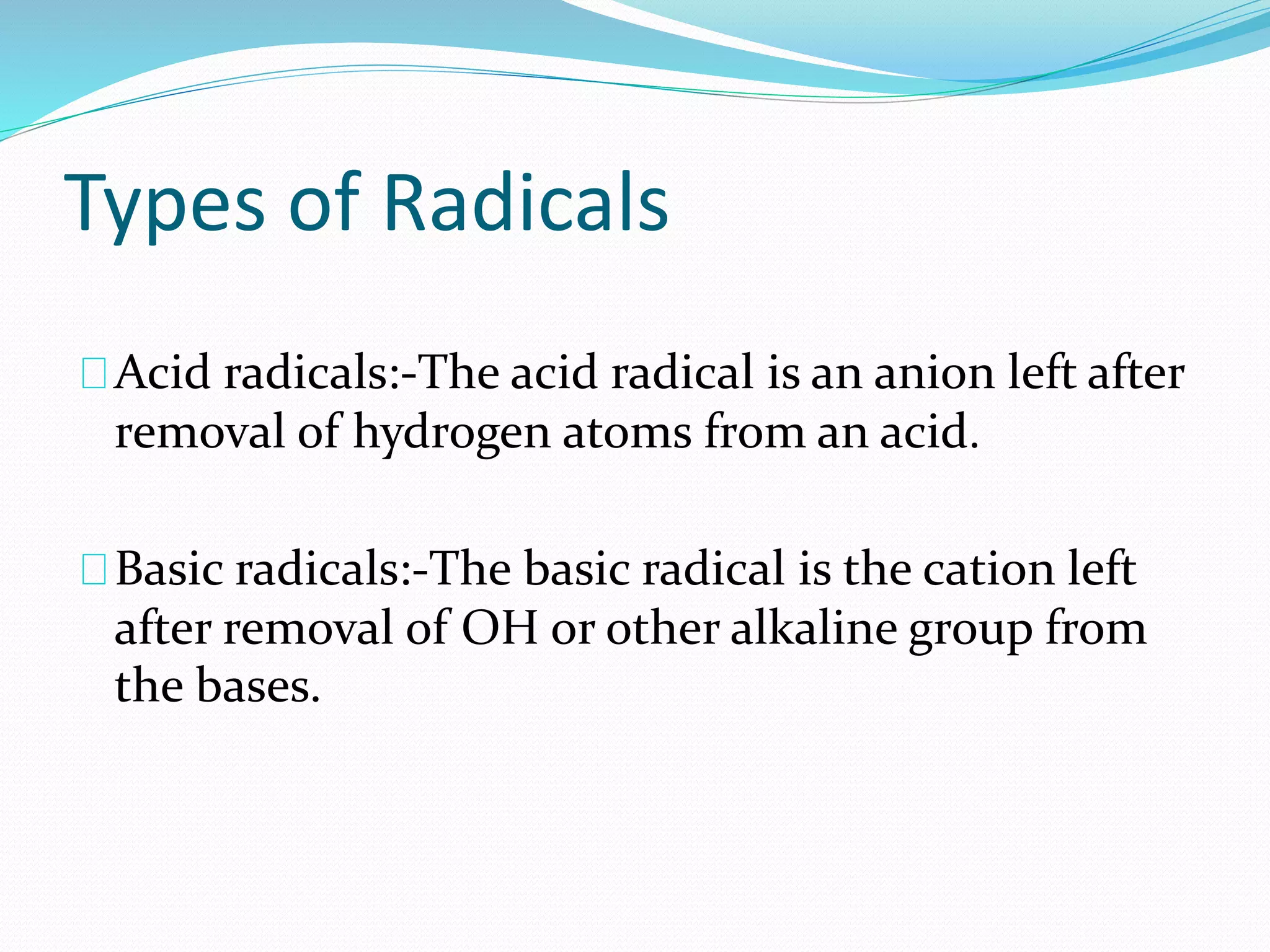 radicals and chemical formulae | PPTX