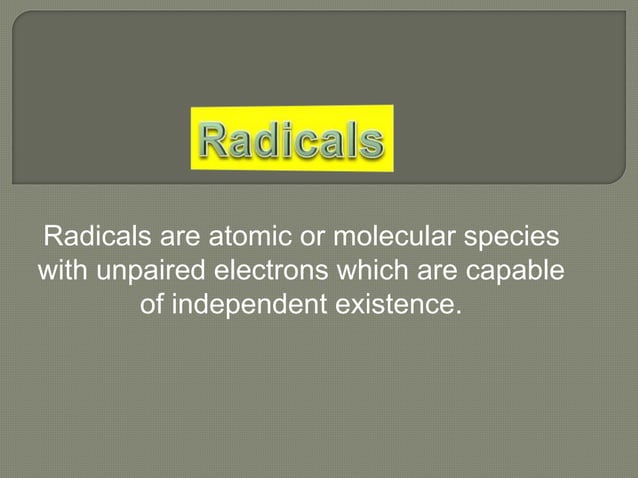 radicals and chemical formulae | PPTX | Chemistry | Science