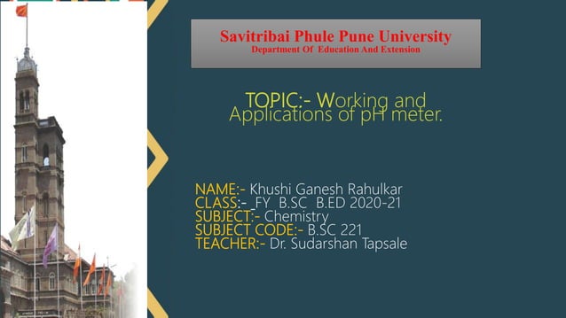 working and application of pH meter | PPTX | Chemistry | Science