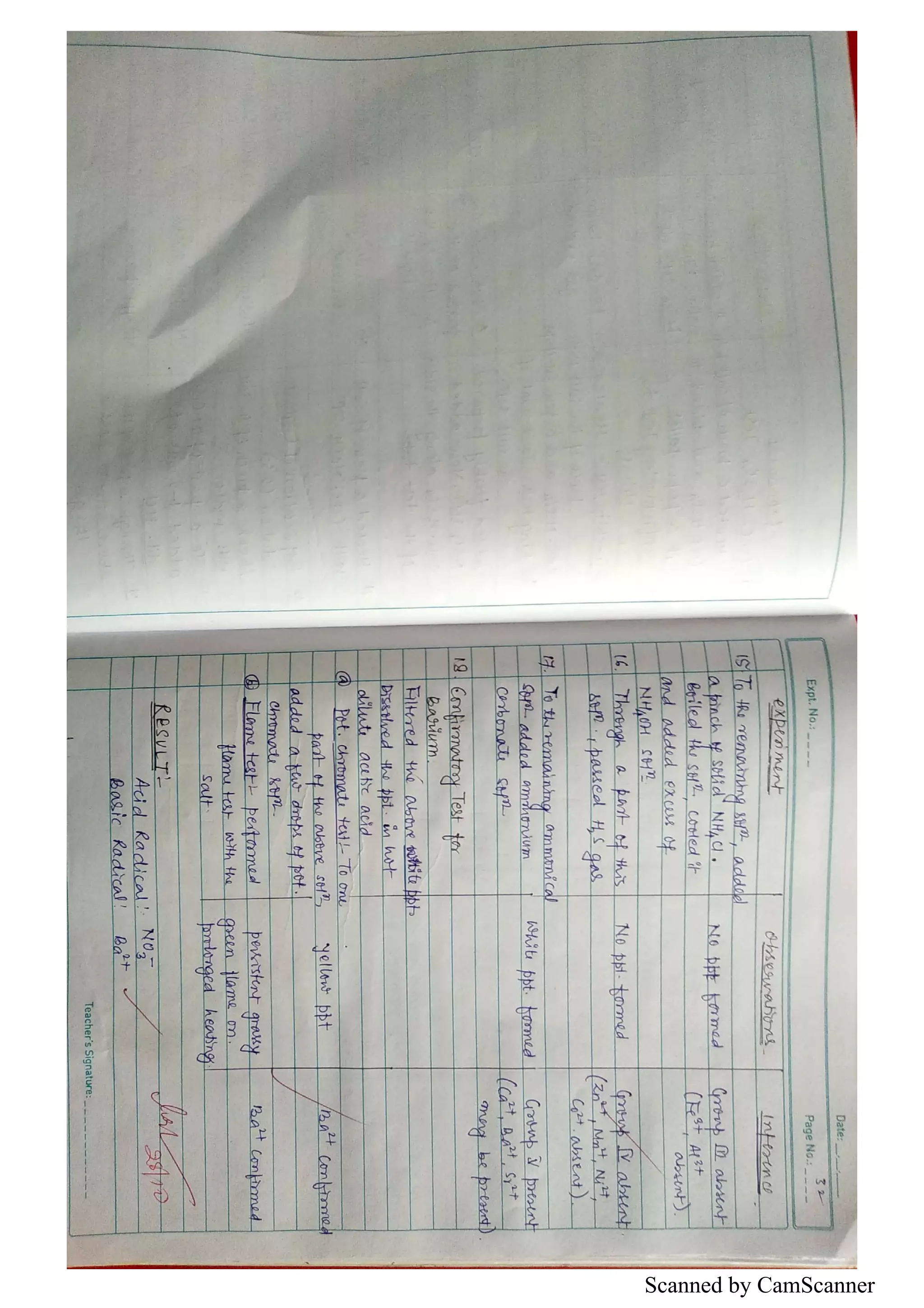 CHEMISTRY PRACTICAL RECORD XII | PDF