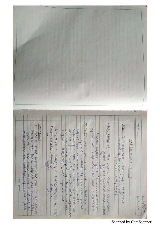 CHEMISTRY PRACTICAL RECORD XII | PDF