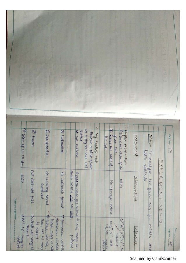 CHEMISTRY PRACTICAL RECORD XII | PDF