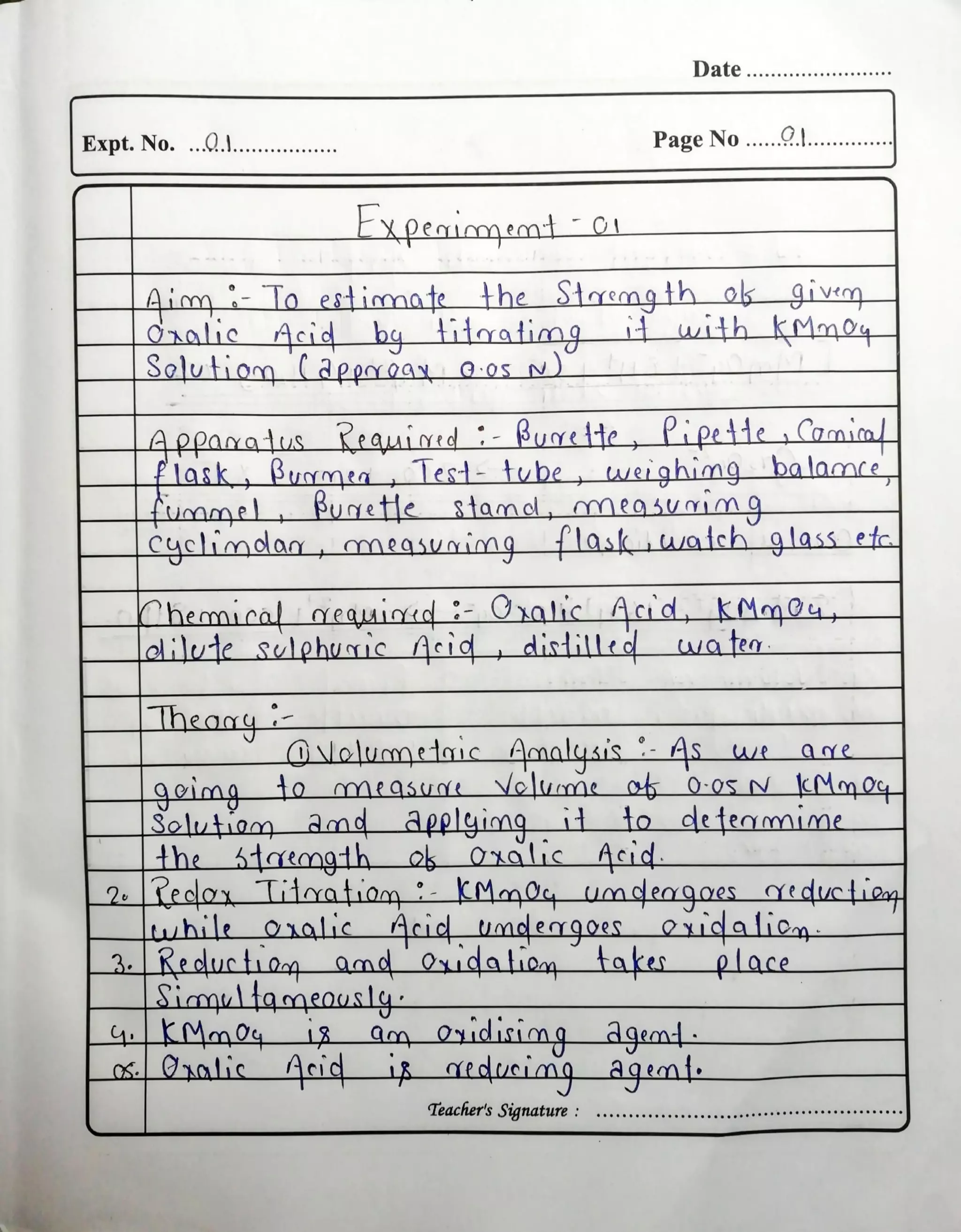 Bsc 1st Year Chemistry Practical File | PDF