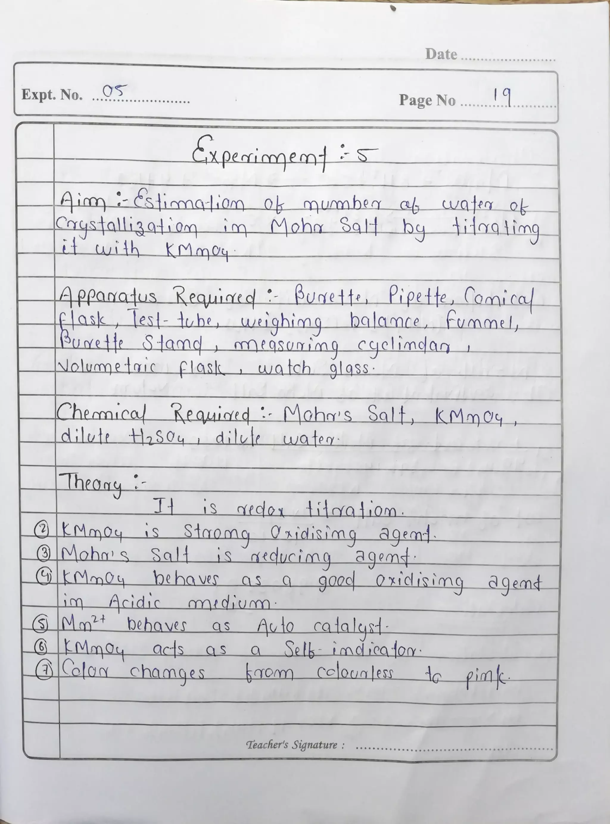 Bsc 1st Year Chemistry Practical File | PDF