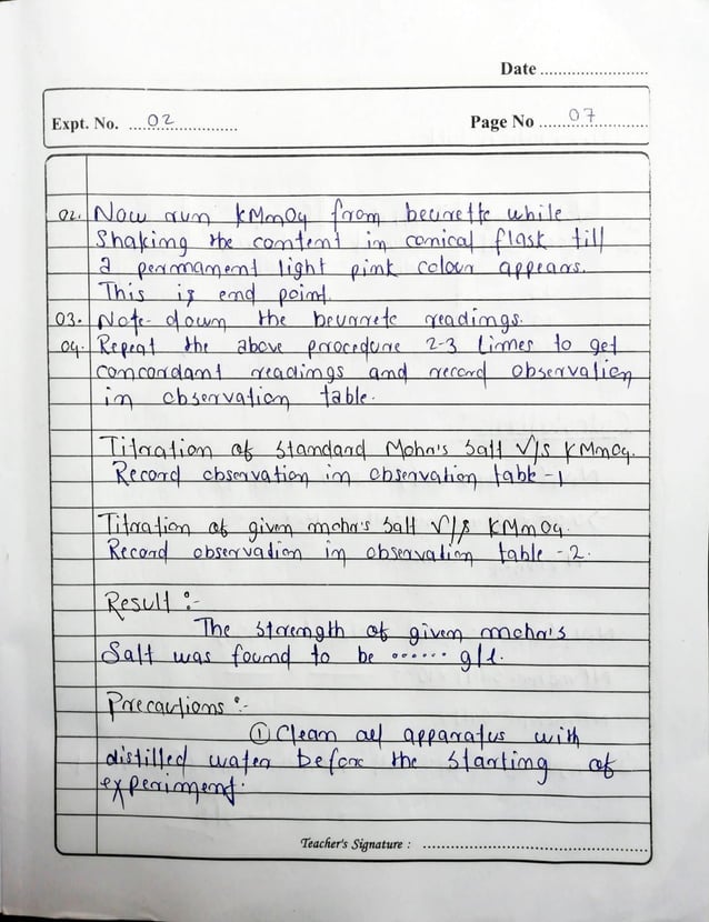 Bsc 1st Year Chemistry Practical File | PDF