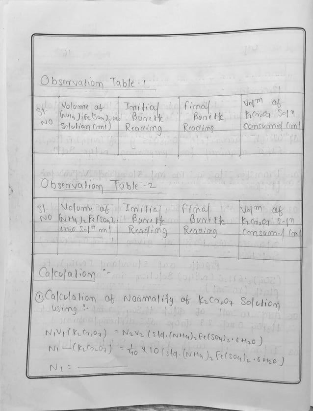 Bsc 1st Year Chemistry Practical File | PDF