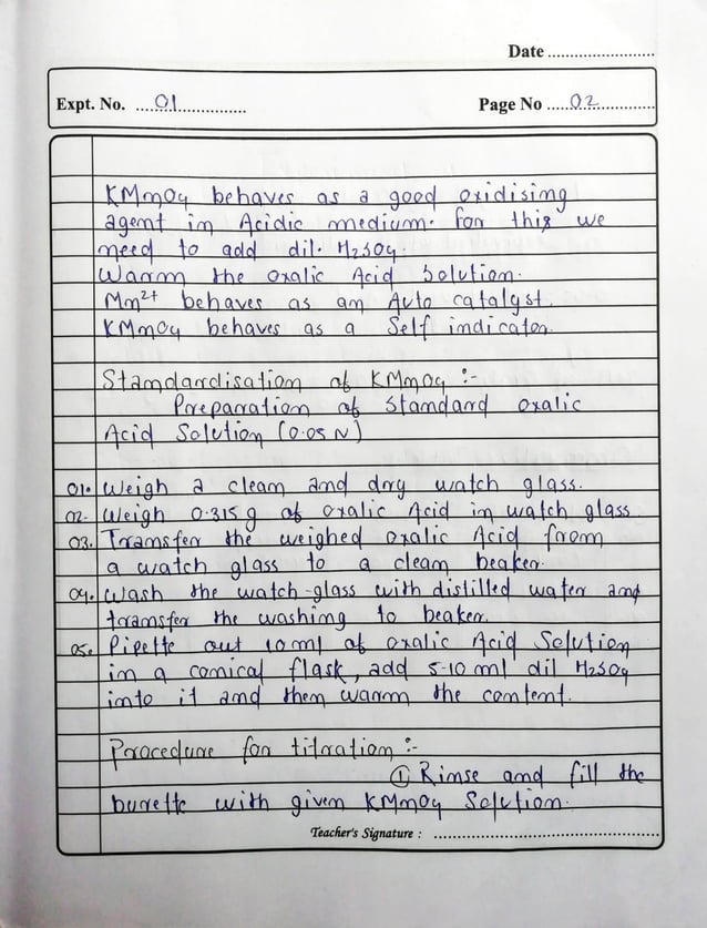 Bsc 1st Year Chemistry Practical File | PDF