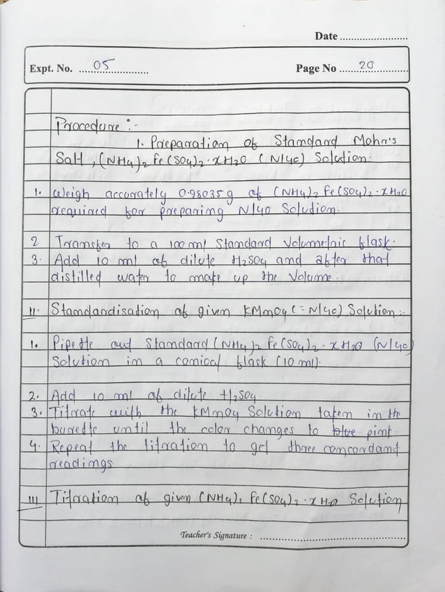 Bsc 1st Year Chemistry Practical File | PDF