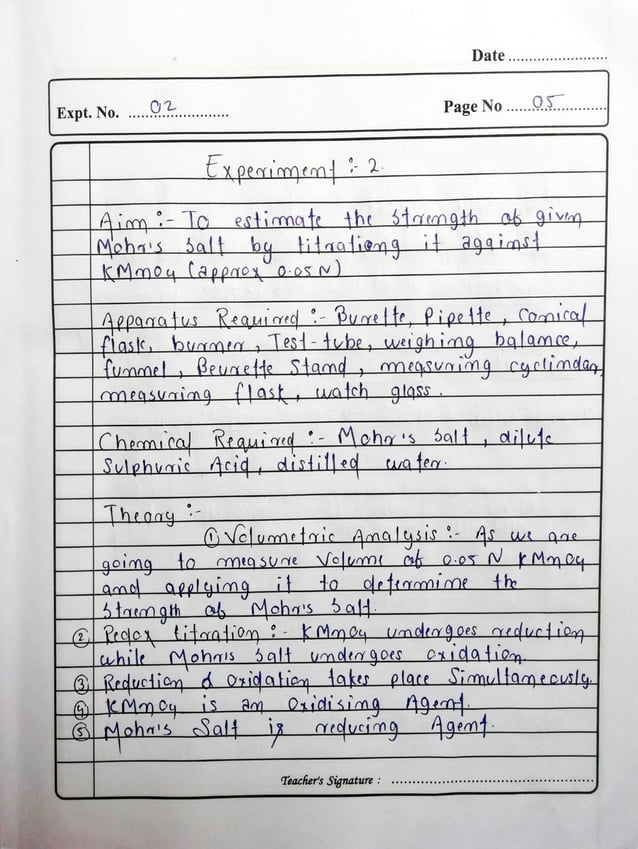 Bsc 1st Year Chemistry Practical File | PDF