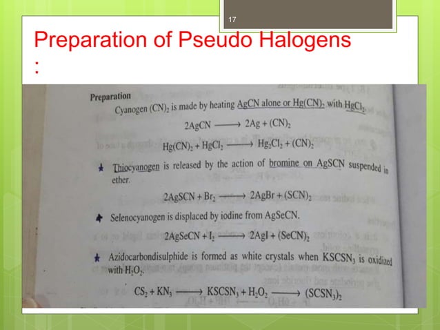 Interhalogens pseudohalogens | PPTX