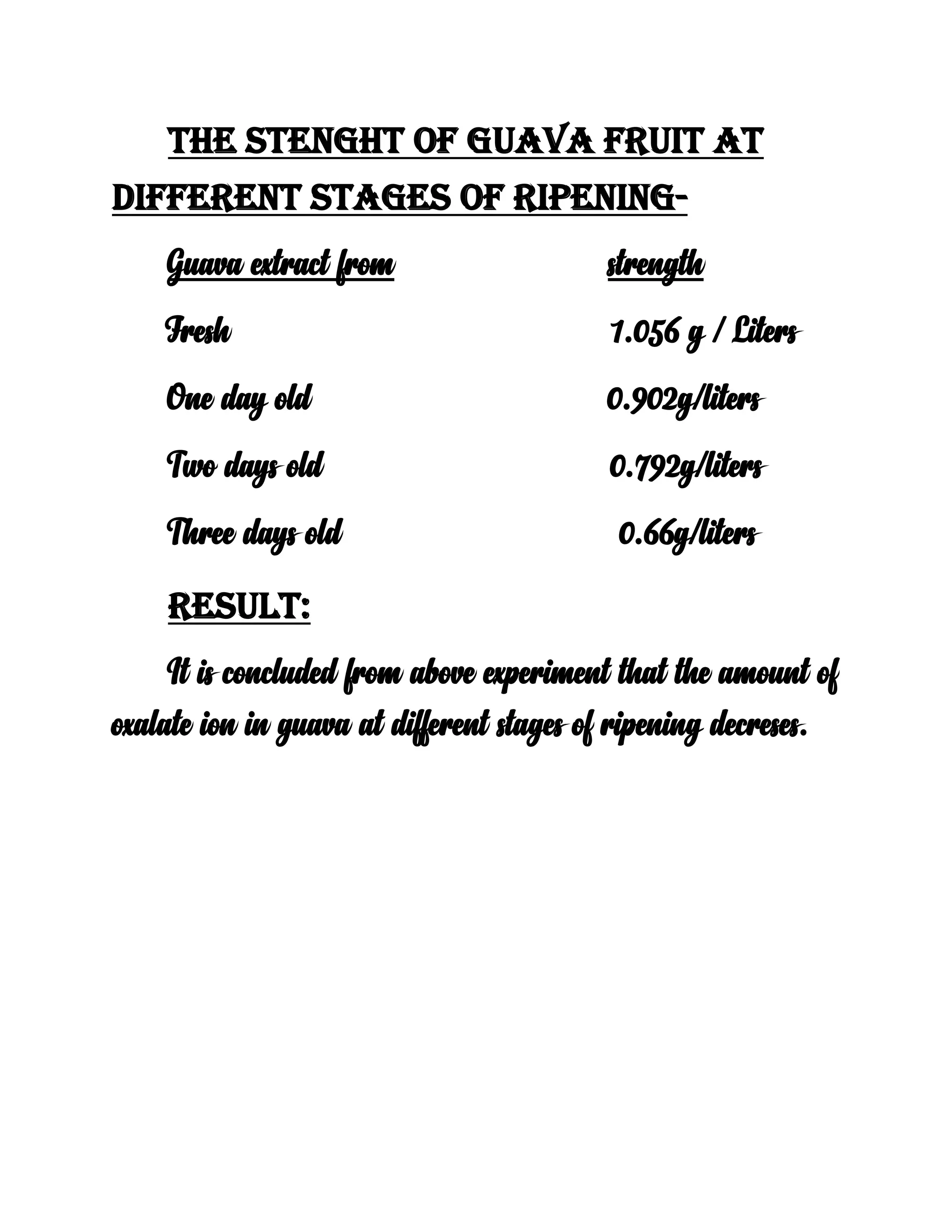Chemistry project Study Of The Presence Of Oxalate Ion Content In Guava ...