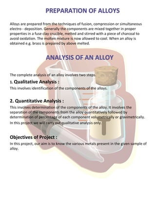 Chemistry class 12 project on study of Constituents of Alloy | PDF