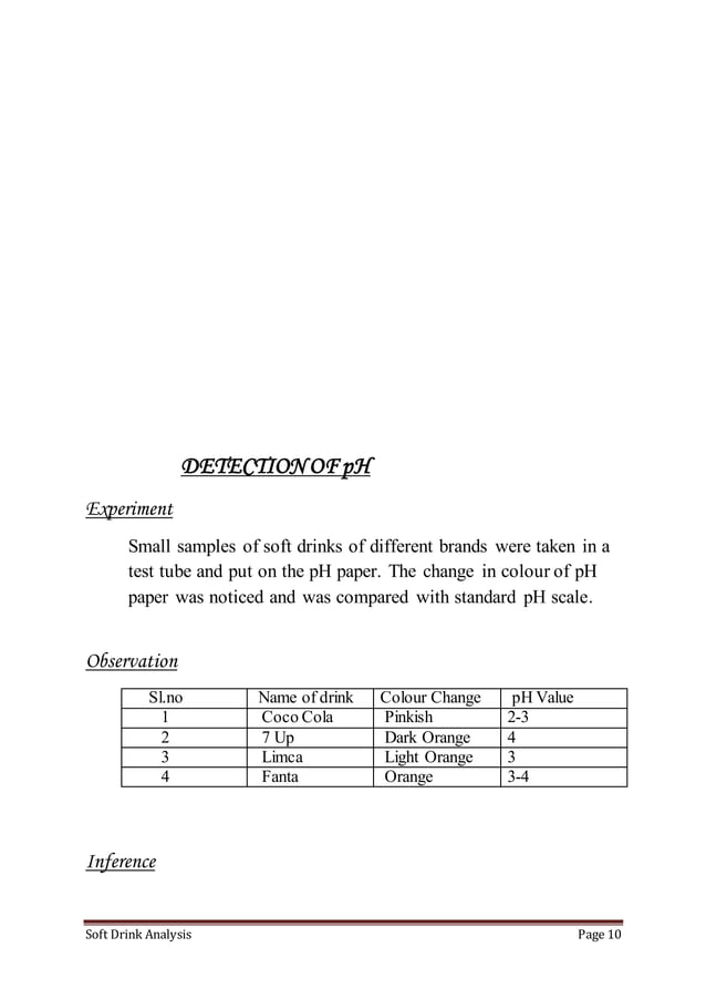 Soft Drink Analysis | DOCX | Chemistry | Science