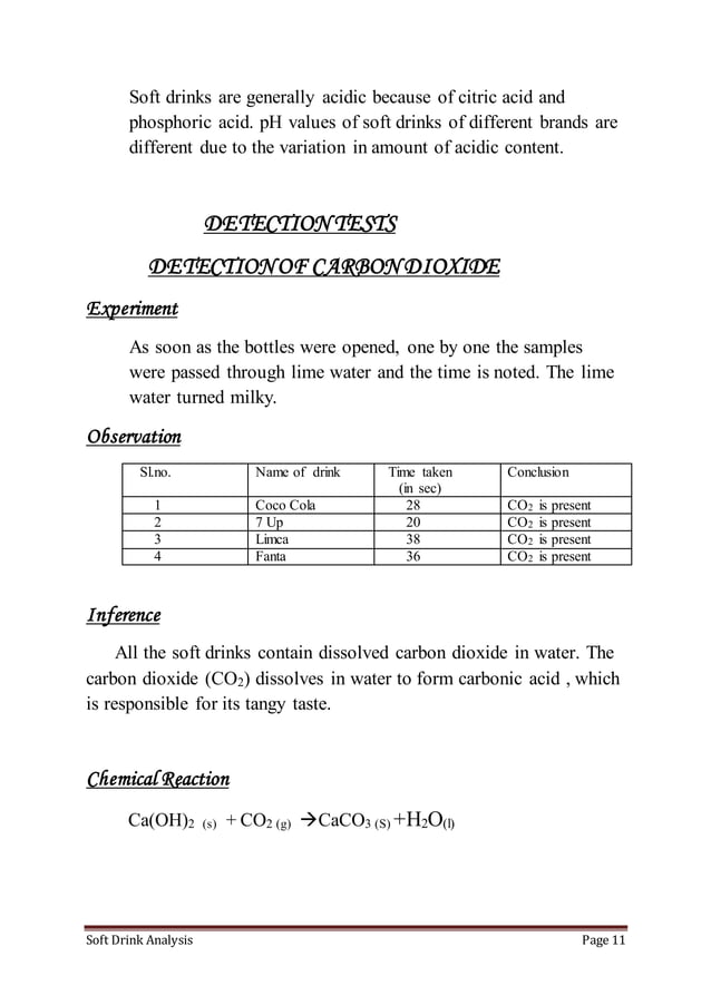 Soft Drink Analysis | DOCX | Chemistry | Science