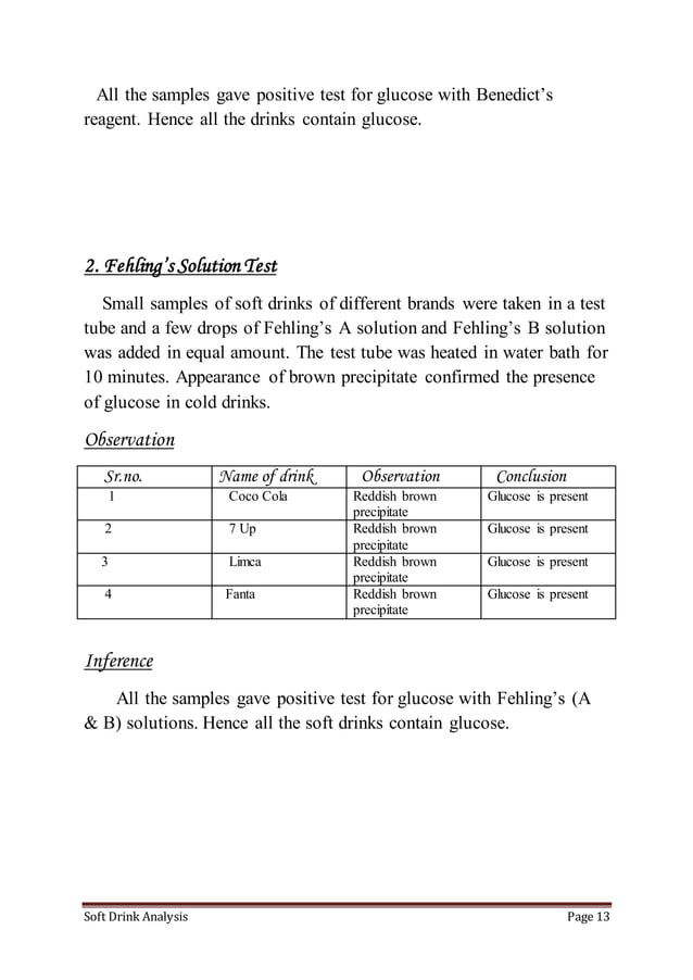 Soft Drink Analysis | DOCX | Chemistry | Science