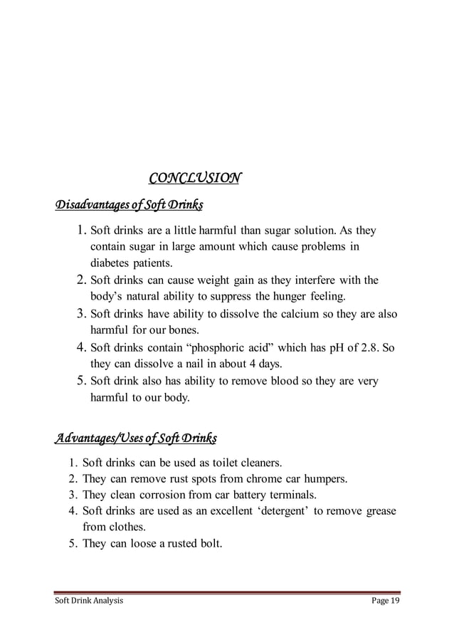Soft Drink Analysis | DOCX | Chemistry | Science