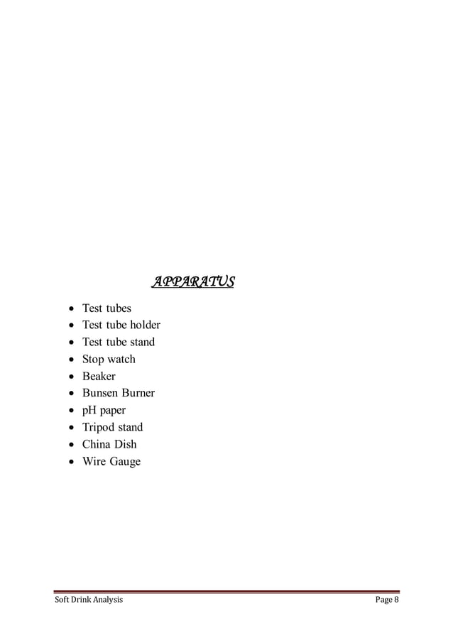 Soft Drink Analysis | DOCX | Chemistry | Science