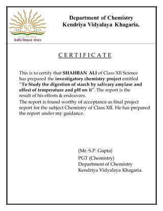 Chemistry project for Class 12 | DOCX