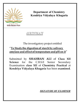 Chemistry project for Class 12 | DOCX