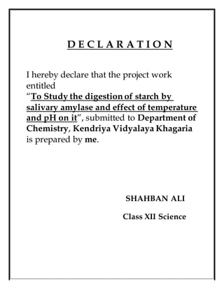 Chemistry project for Class 12 | DOCX