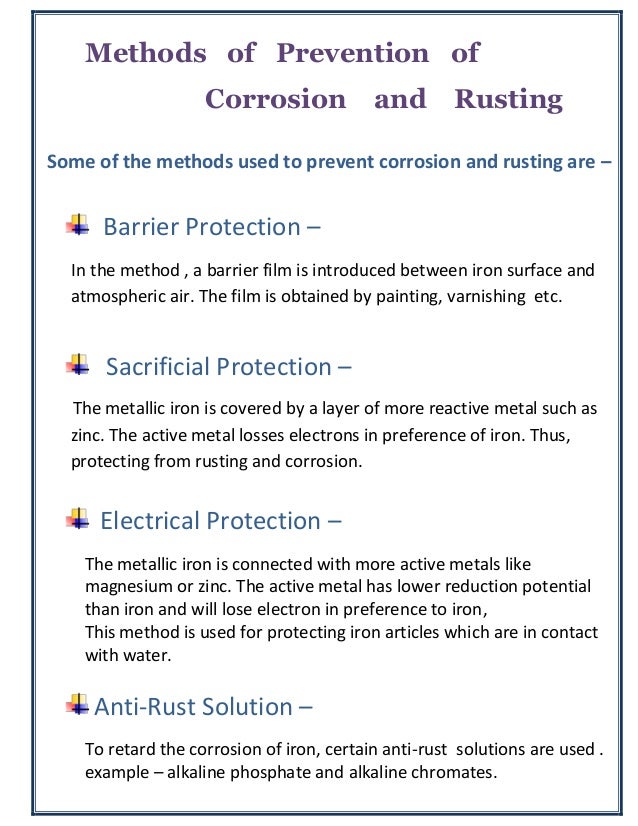 Rusting Of Iron Consequence Chemistry Prevention Reaction Spontaneity