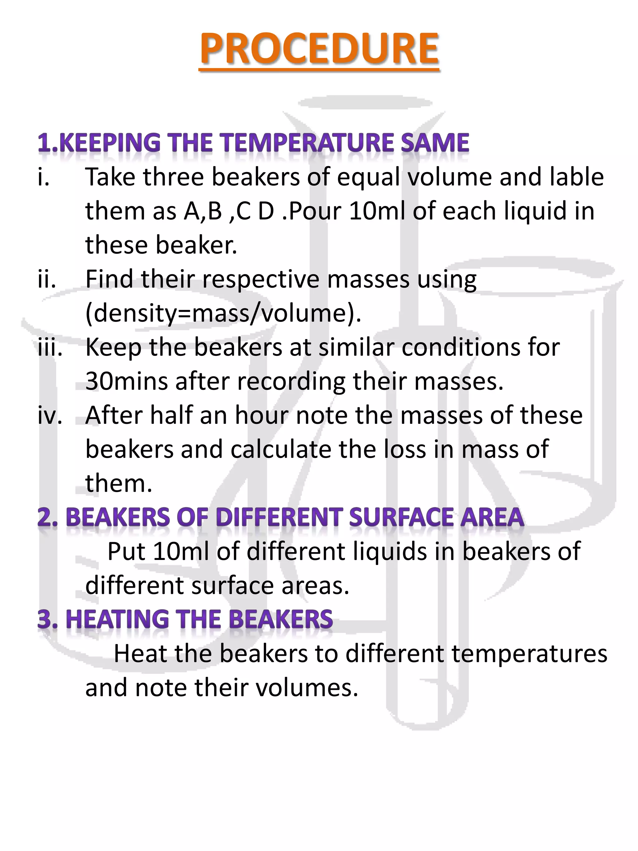Chemistry project Class 12th ( Rate of evaporation of different liquids ...