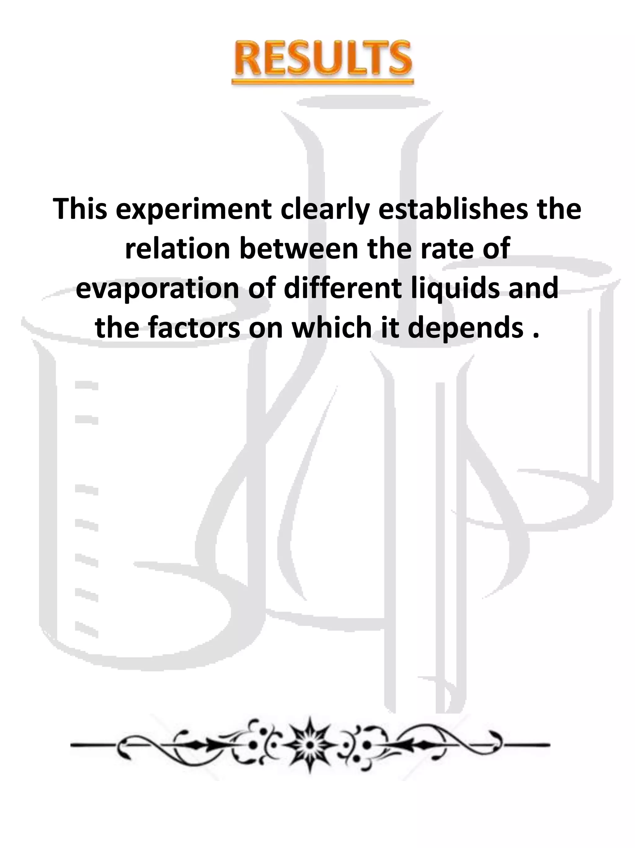 Chemistry project Class 12th ( Rate of evaporation of different liquids ) | PPTX