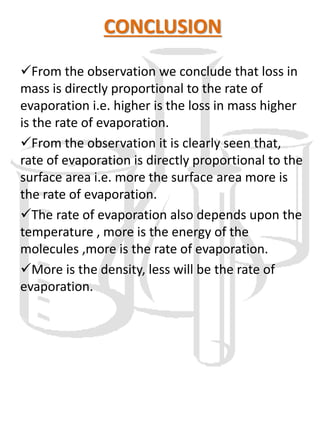 Chemistry project Class 12th ( Rate of evaporation of different liquids ) | PPTX