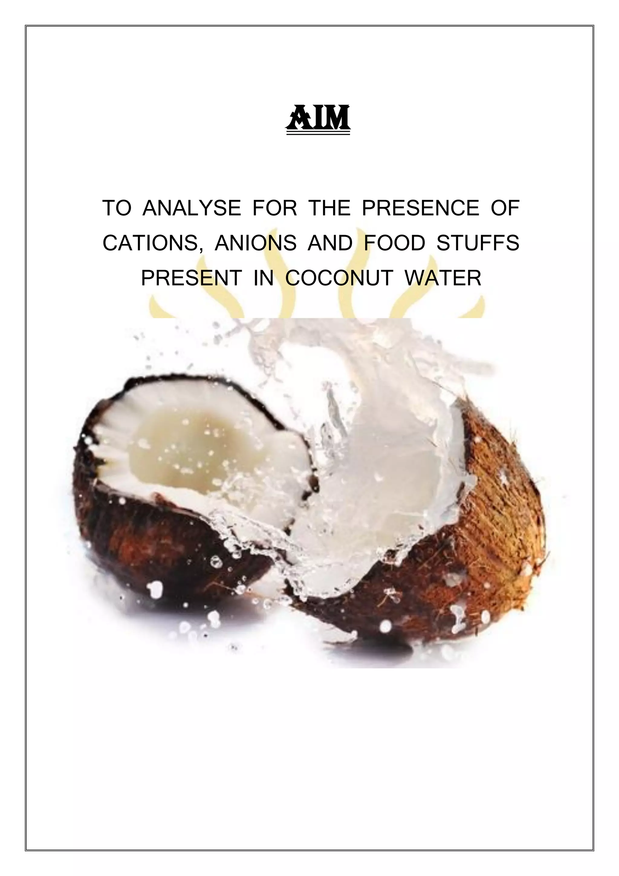 Analysis of Cations and anions in Coconut water | PDF