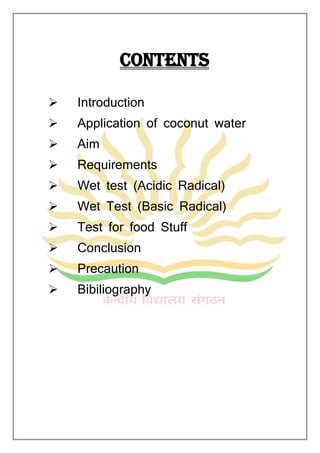 Analysis of Cations and anions in Coconut water | PDF