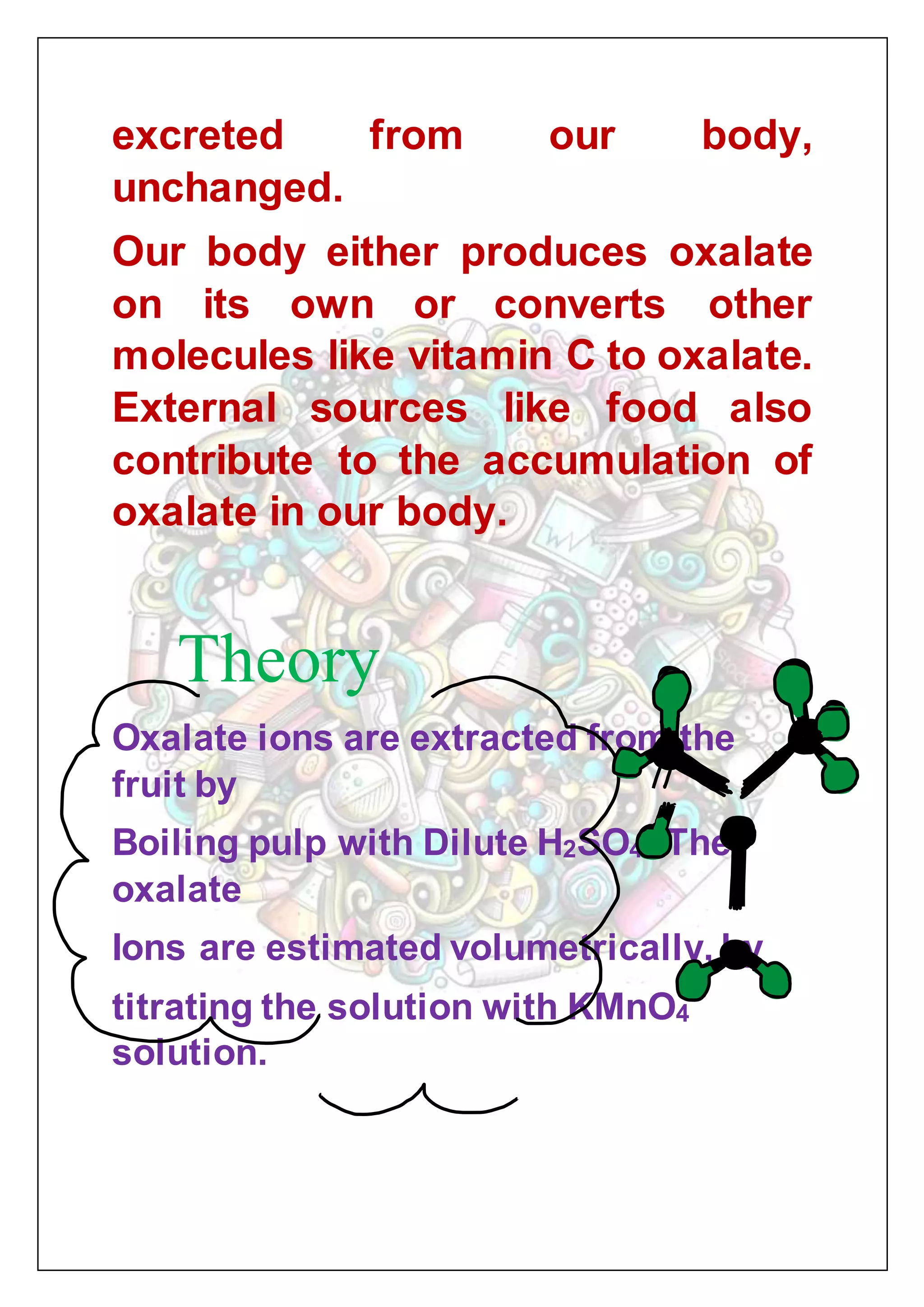 To study the Presence of Oxalate Ions in Guava Fruit at different ...