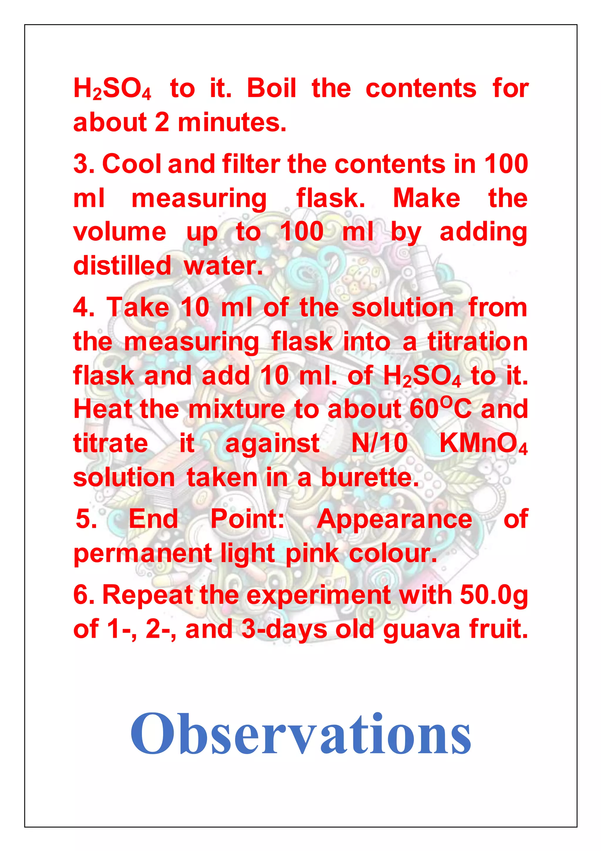 To study the Presence of Oxalate Ions in Guava Fruit at different ...