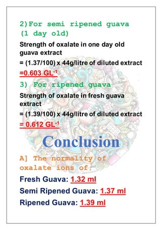 To study the Presence of Oxalate Ions in Guava Fruit at different ...