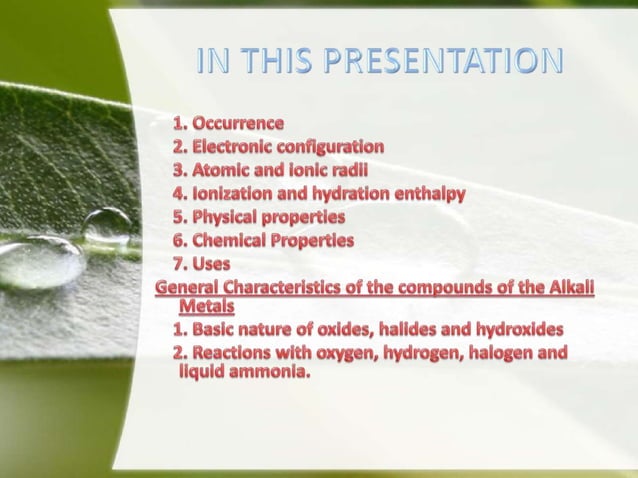 Alkali metals | PPTX | Chemistry | Science