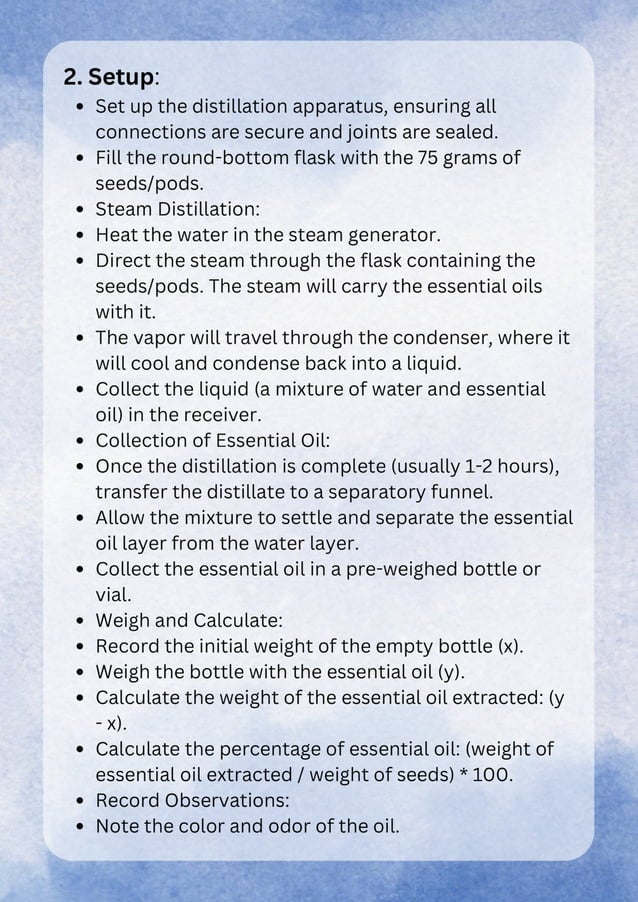 Chemistry project for class 12 on extracting essential oils from seeds ...