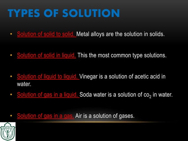 PPT on types of solution | PPTX | Chemistry | Science