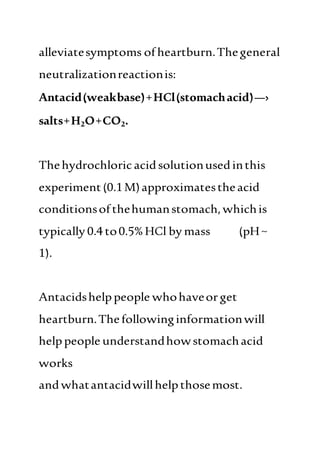 Chemistry project antacid | DOCX